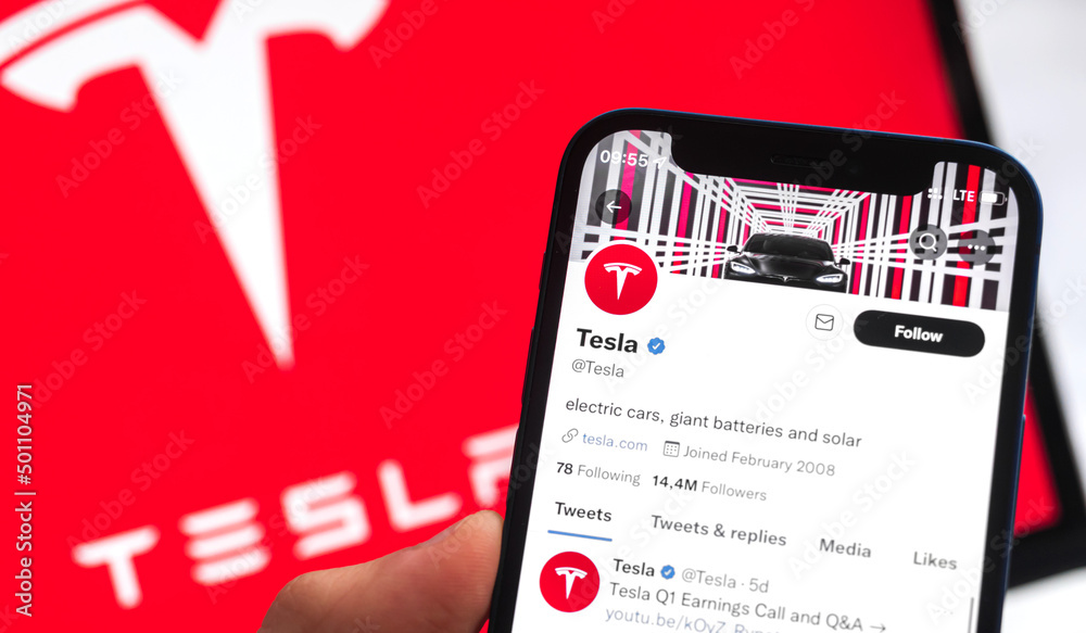 Tesla electric car logo background. Elon Musk, Business and ...