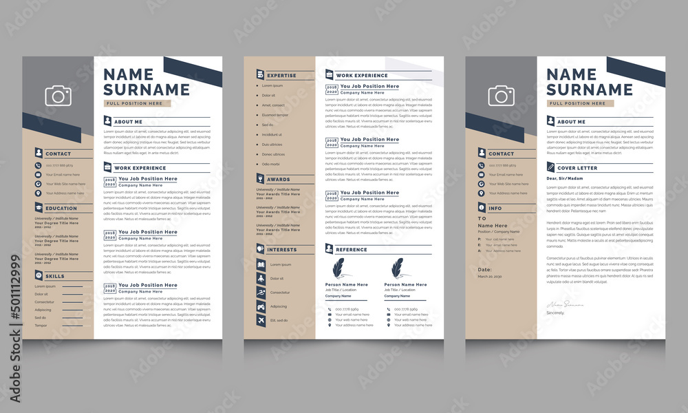 Cover Letter And Cv Template Resume Template 3 Page | CV Template