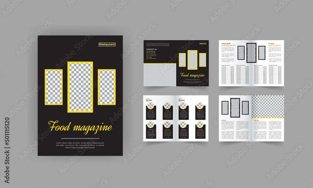 food magazine restaurant menu card design, cooking recipe for fast food ...