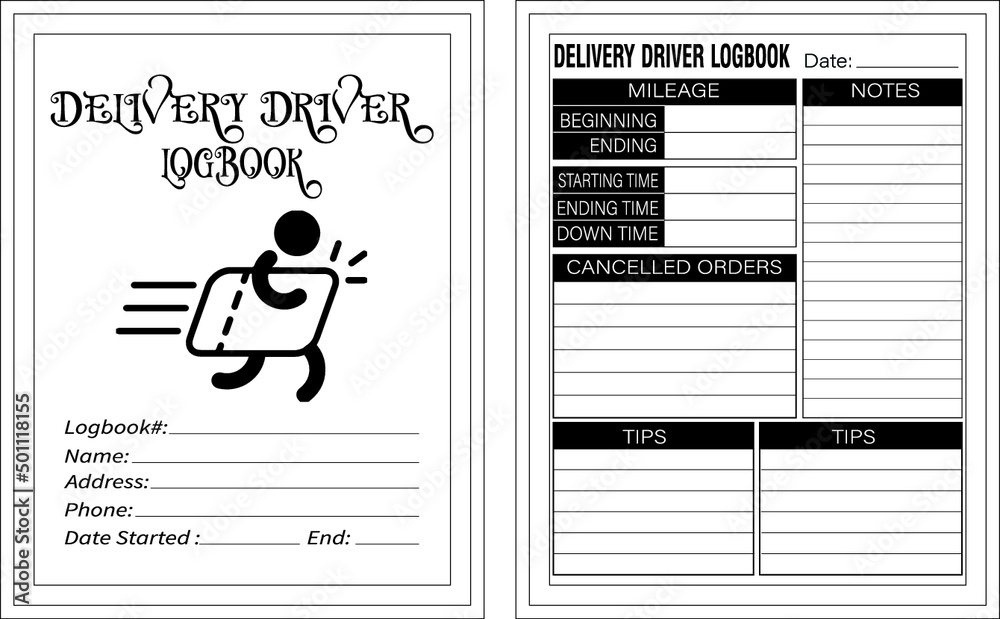delivery driver logbook Editable KDP Interior Design Stock Vector ...