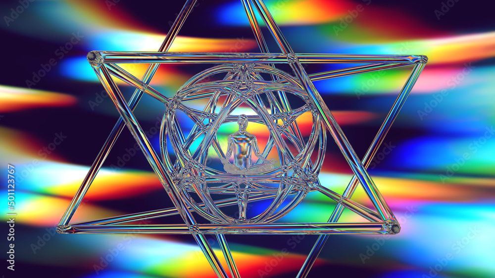 3d illustration of meditative flight in astral space Stock Illustration ...