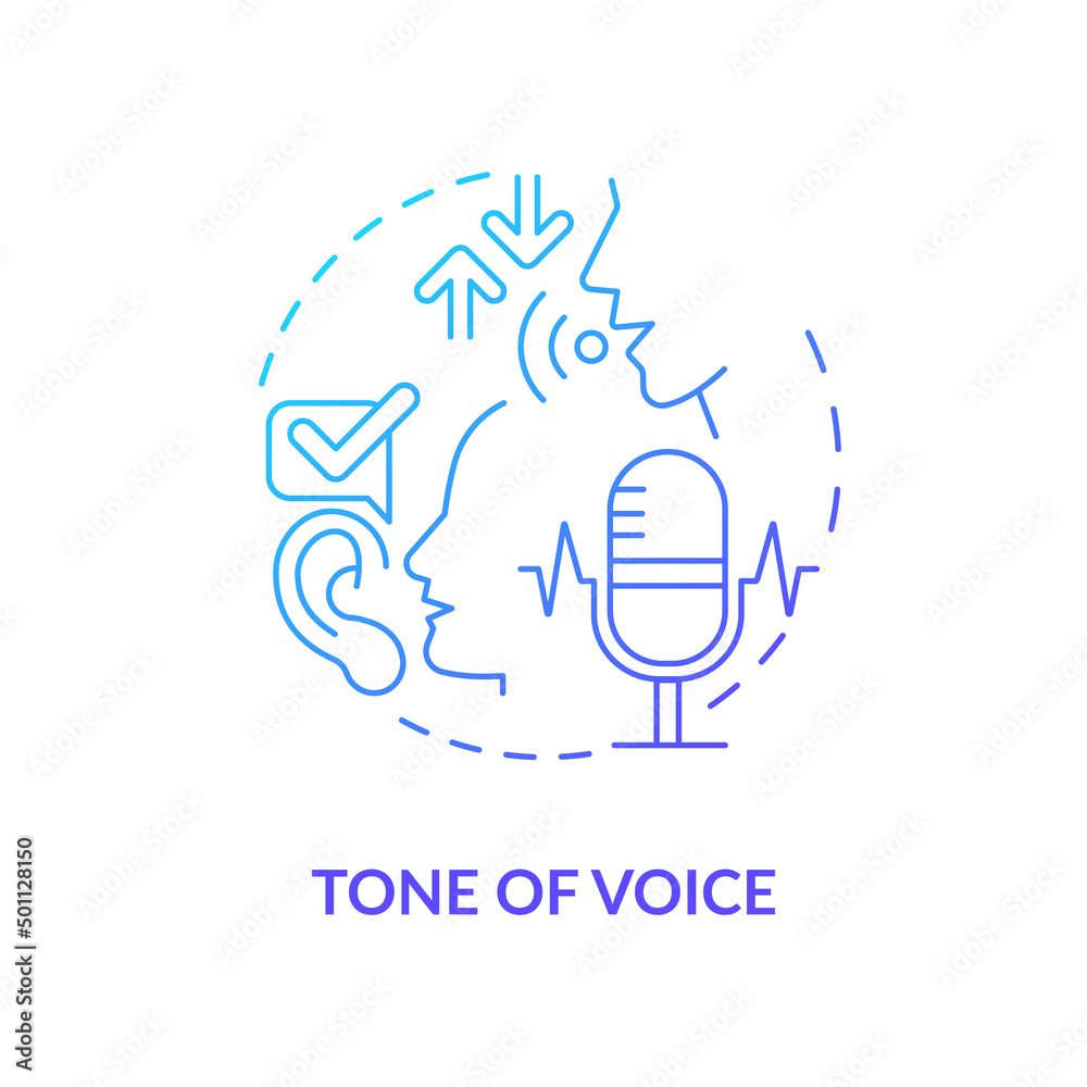 Vecteur Stock Tone of voice blue gradient concept icon. Non-verbal ...