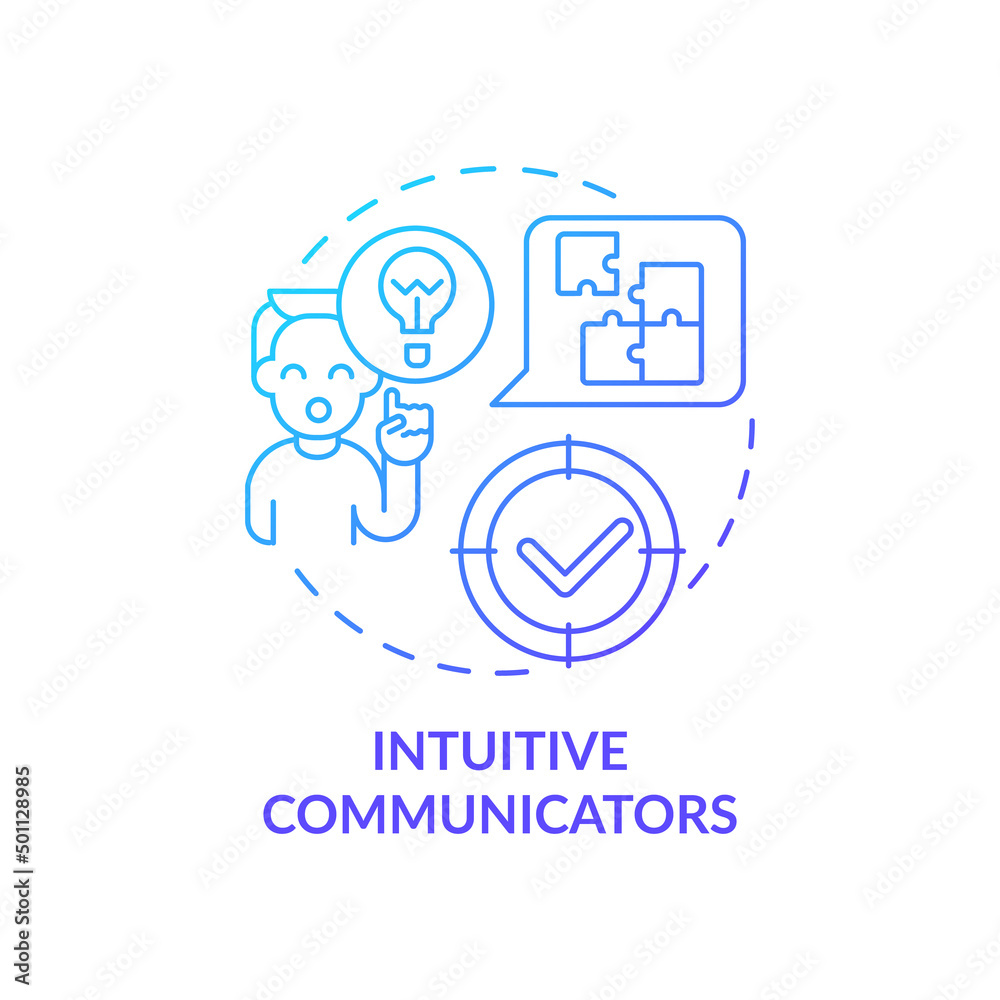 Intuitive communicators blue gradient concept icon. Communication style ...