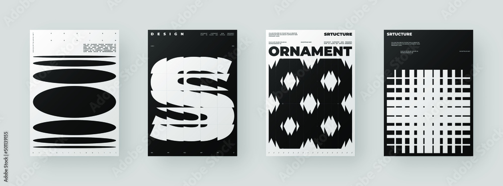 Abstract Posters Design kit. Vertical A4 format. Modern placard ...