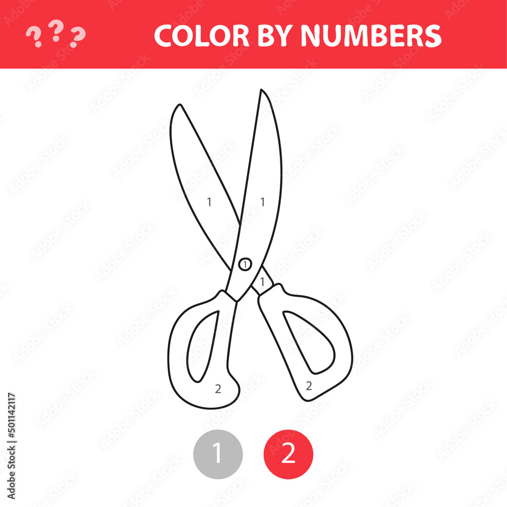 Color by number - scissors. Color by numbers, printable activity ...