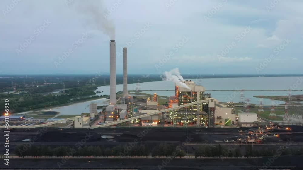 Fly around coalfield and industrial ultra-supercritical coal-fired ...