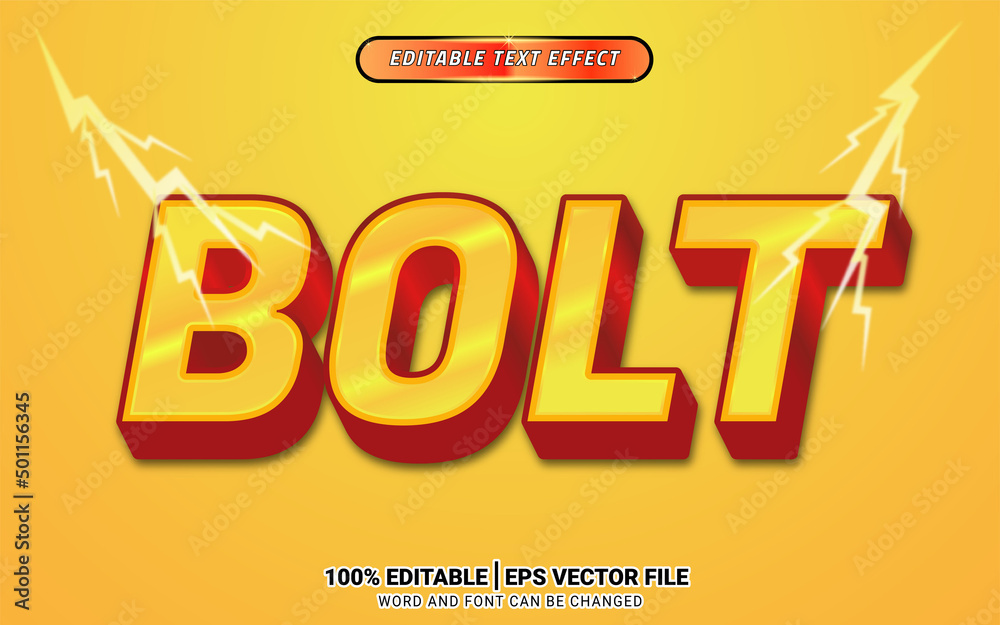 Bolt lightning yellow 3d editable text effect template design for ...