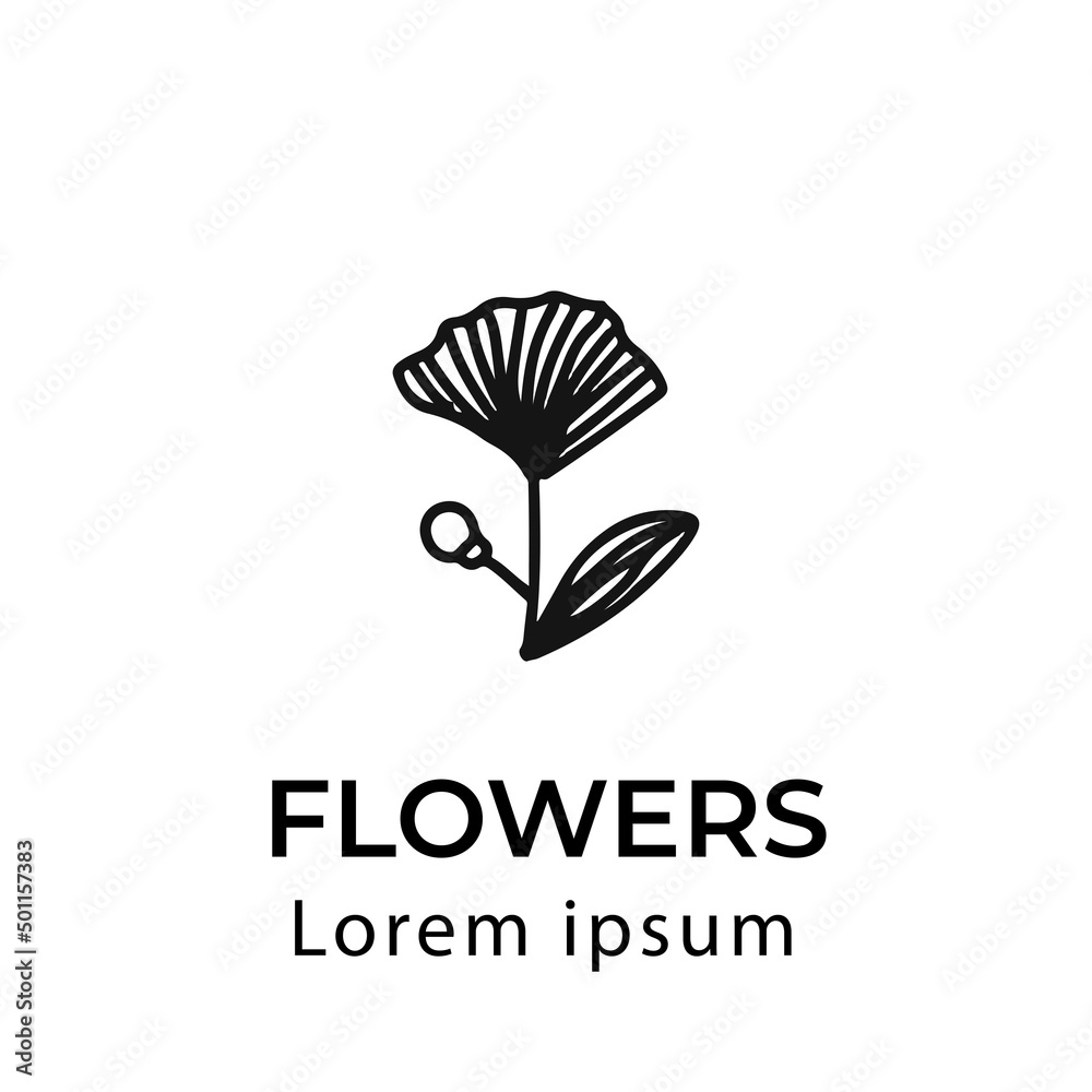 Flower brand identity isolated on white background. Simple logo Stock ...