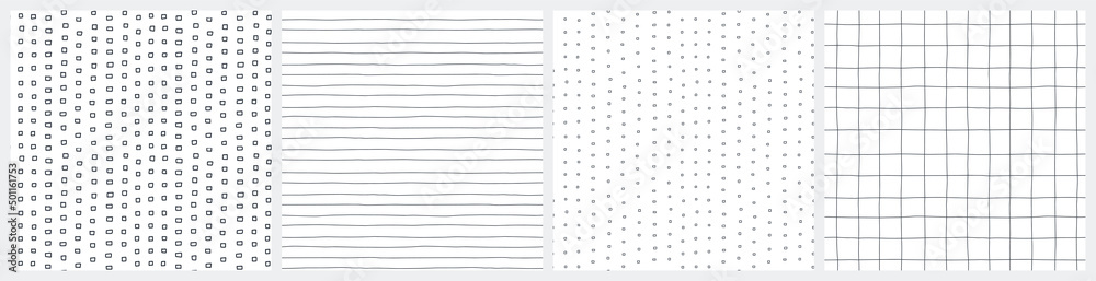 Minimal black and white seamless background set with neutral lines ...