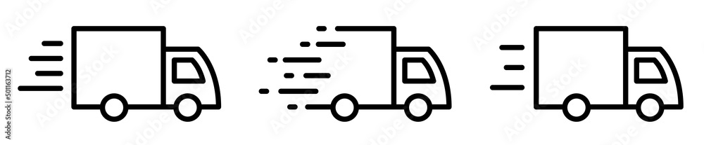 Fast delivery truck icons set. Delivery truck line symbol for apps and ...