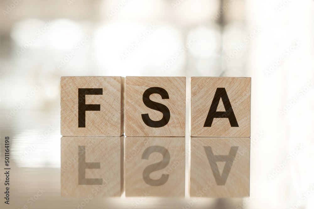 FSA - an abbreviation of wooden blocks with letters on a white ...