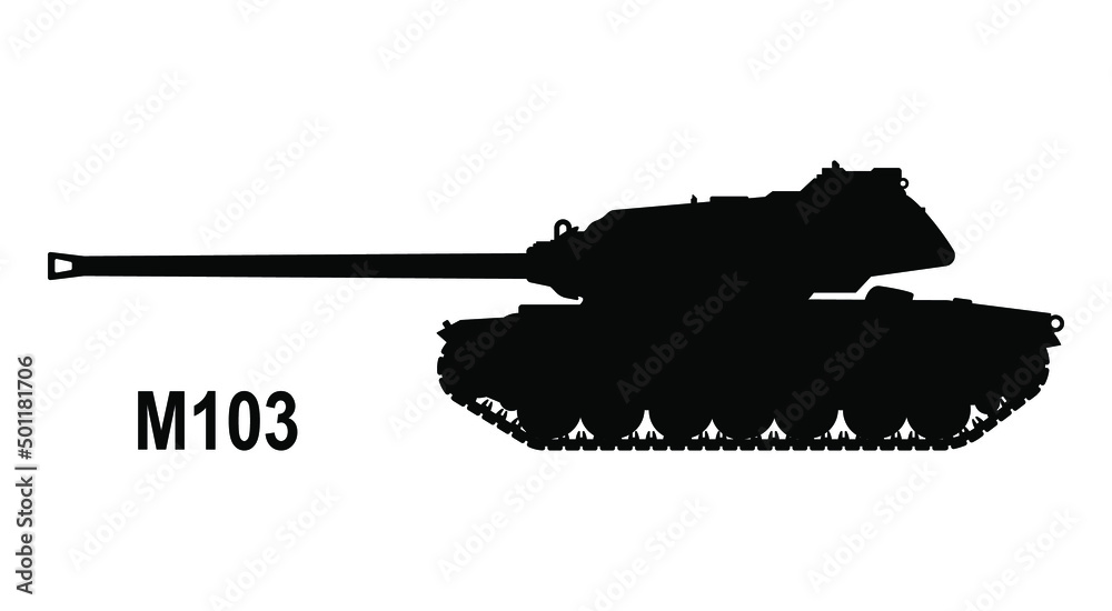 M103 battle tank. M103 tank icon. Retro battle tank M103. Vector ...