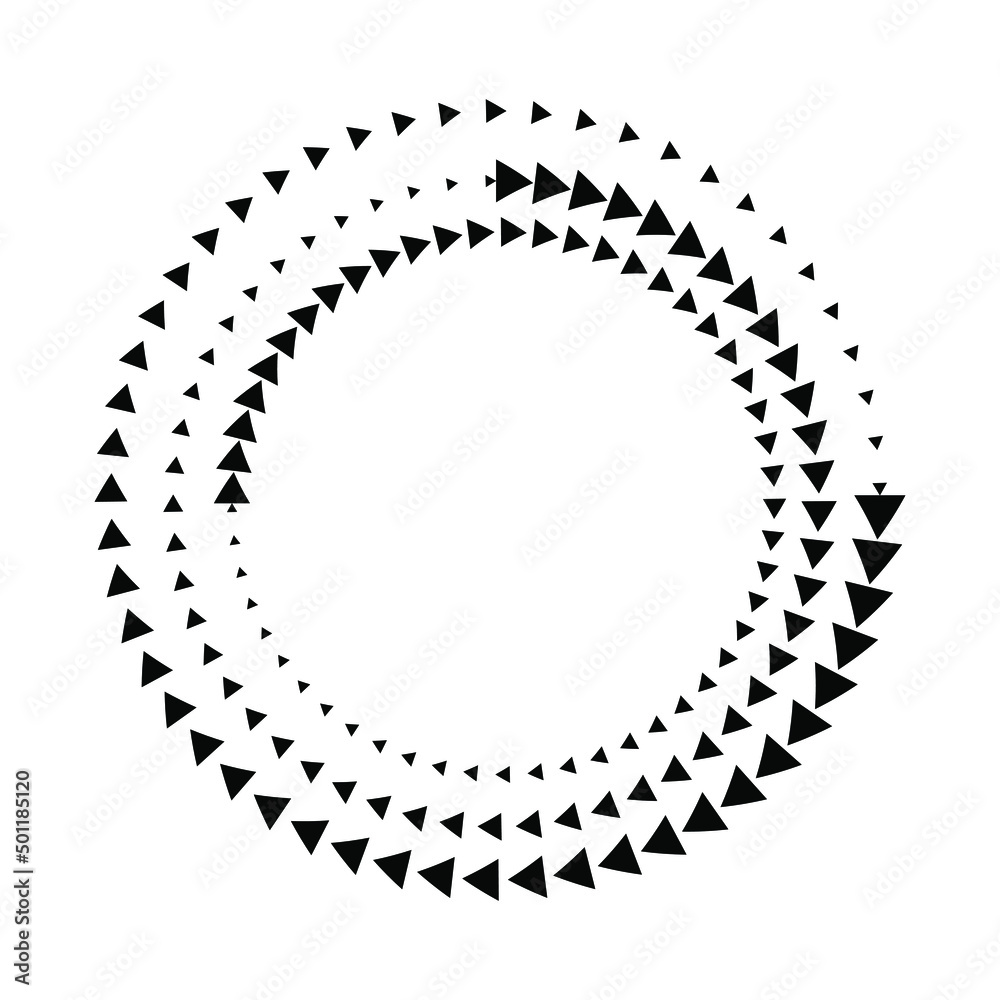 Abstract black triangles in circle form. Geometric art. Trendy design ...