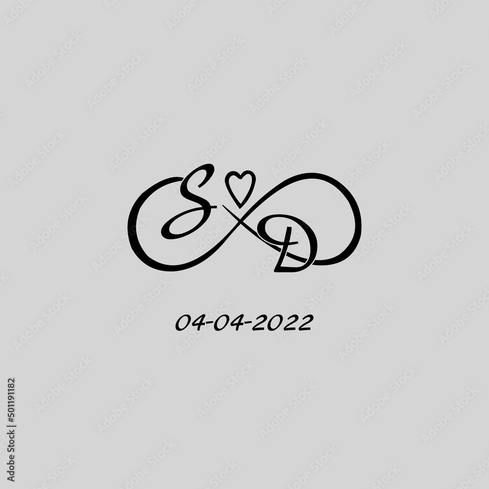 Vetor de Letter SD logo with infinity and love symbol, elegant cute ...
