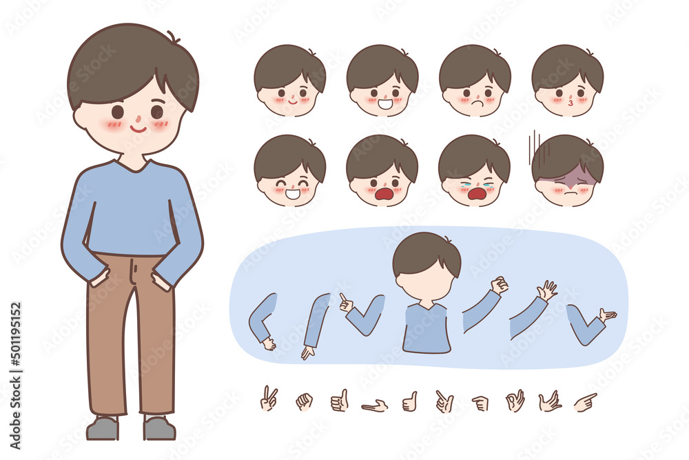 Cartoon hand drawn doodle cute man. Character creation design for ...