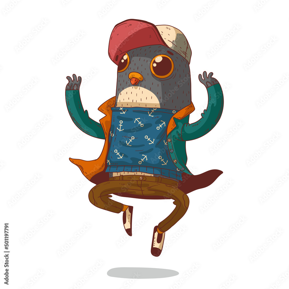 A Hipster Bird Hovering in the Air, isolated vector illustration ...