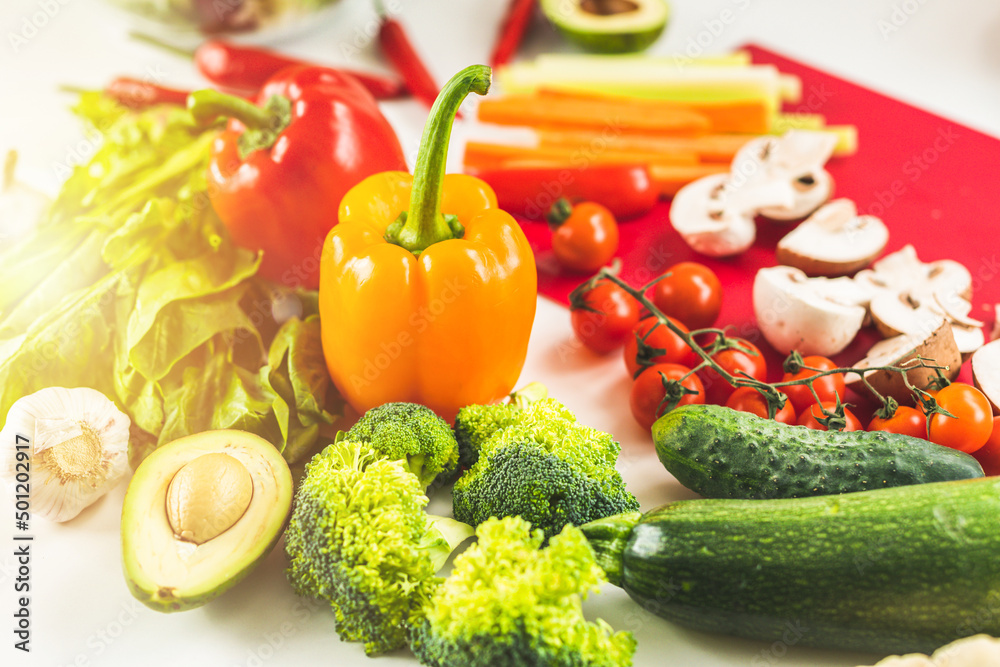 Fresh colorful vegetables, rich in nutrients and vitamins, to be used ...