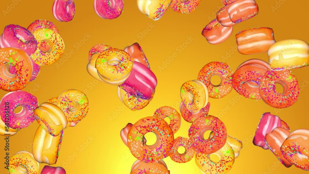 4K 3D Donuts Falling Down On Green Screen With Alpha Matte Loop ...