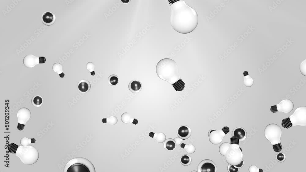 light bulbs falling Down Loop Animation Background. Futur of idea ...