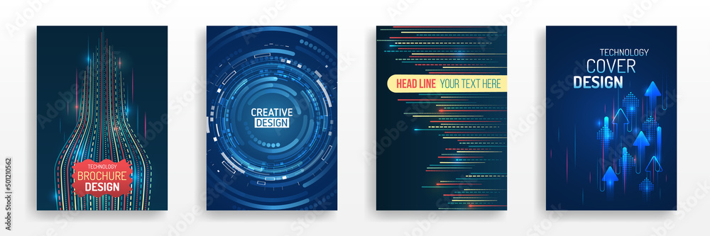 Modern cover design using tech elements and data visualization ...