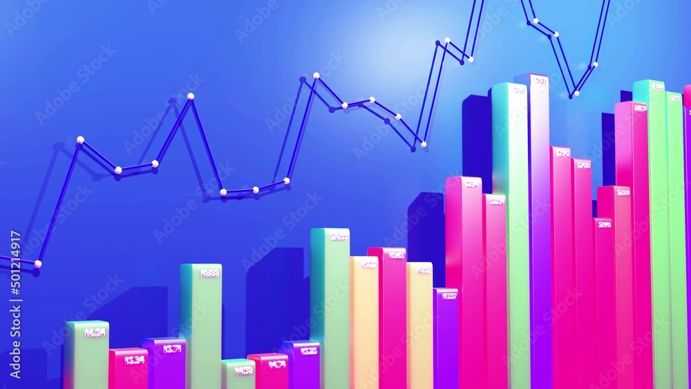 3d render. Beautiful background with abstract infographics. Bars ...