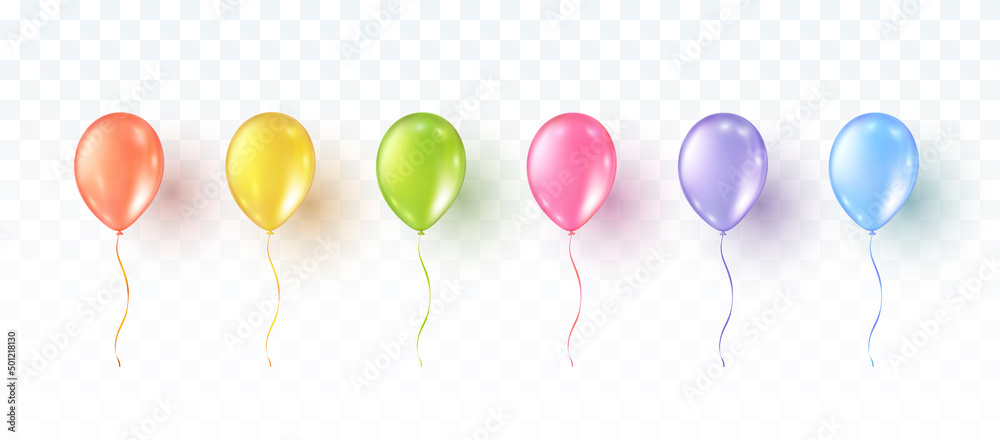 Balloon set isolated on transparent background. Vector realistic ...