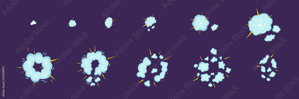 Top view sky blue sprite explosion set. Vector stock illustration ...