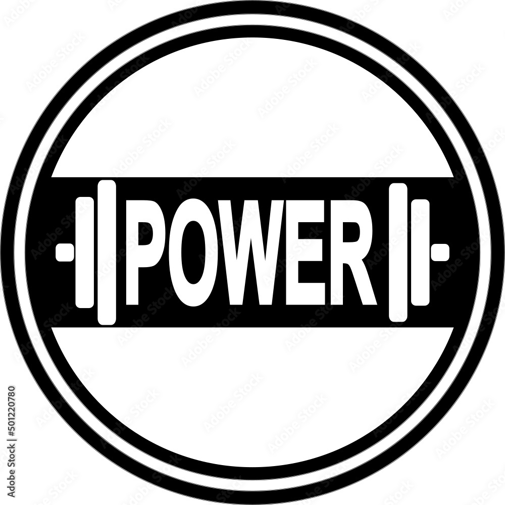 BARBELL BODYBUILDING WEIGHT WITH ROUCH CIRCULAR DESIGN LOGO SYMBOL WITH ...