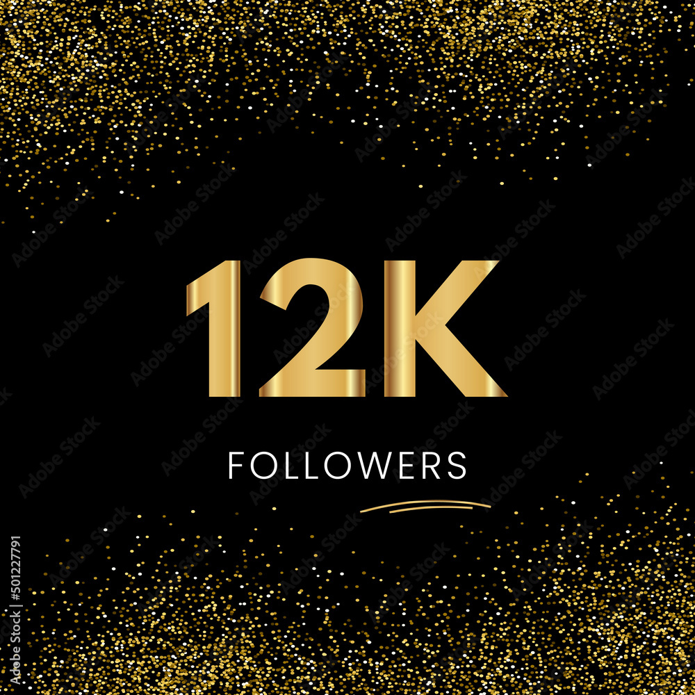 Thank you 12K or 12 Thousand followers. Vector illustration with golden ...