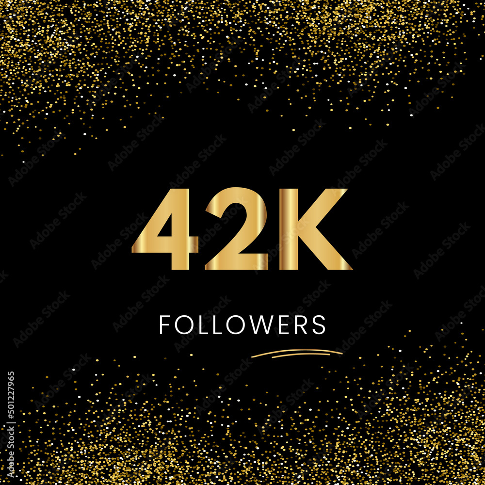 Thank you 42K or 42 Thousand followers. Vector illustration with golden ...