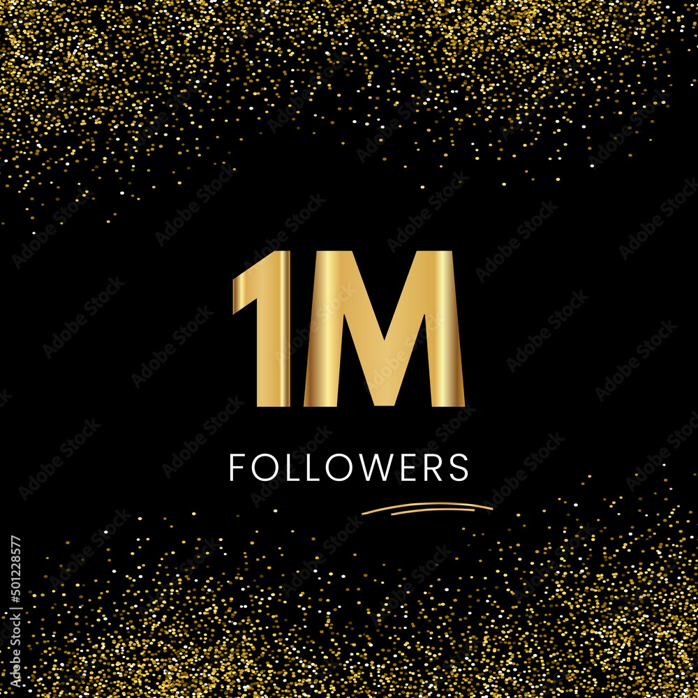 Thank you 1M or 1 Million followers. Vector illustration with golden ...