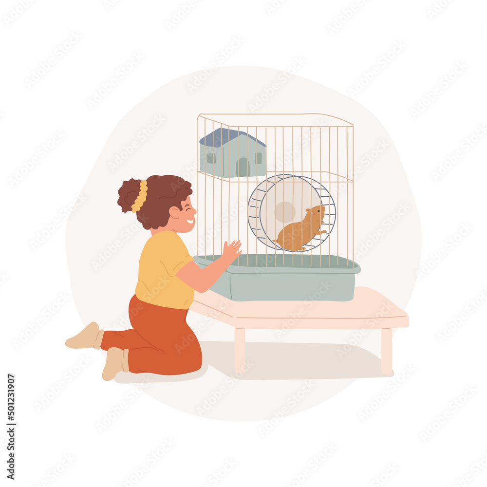 Hamster isolated cartoon vector illustration. Children watch little ...