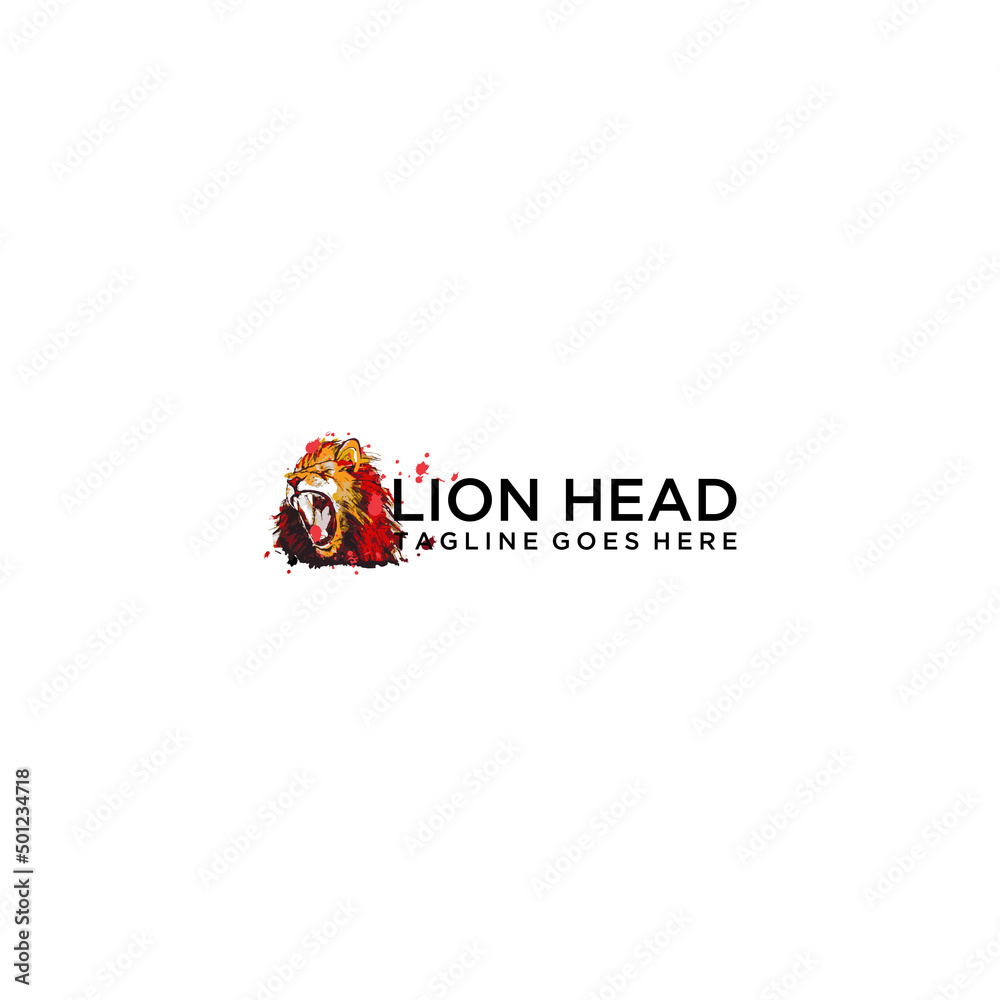 Angry roaring male lion head logo sign design Stock Vector | Adobe Stock
