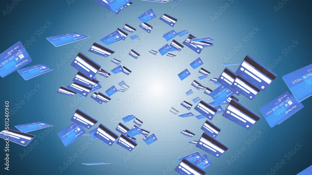 3D loop Animation Background of a credit card with a chip . Business ...