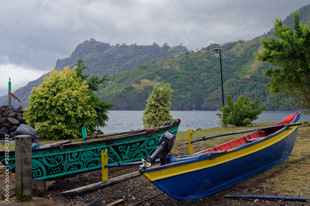 baie de hapatoni sur l'ile de tahuata, iles marquises, polynesie ...