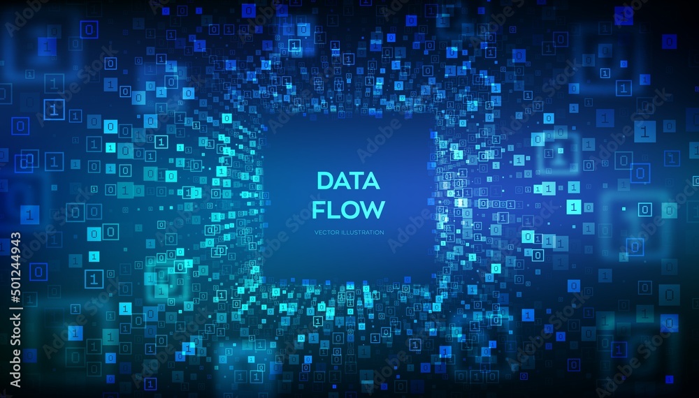 Data Flow Binary Data Flow Tunnel Virtual Tunnel Warp Coding Programming Or Hacking Concept
