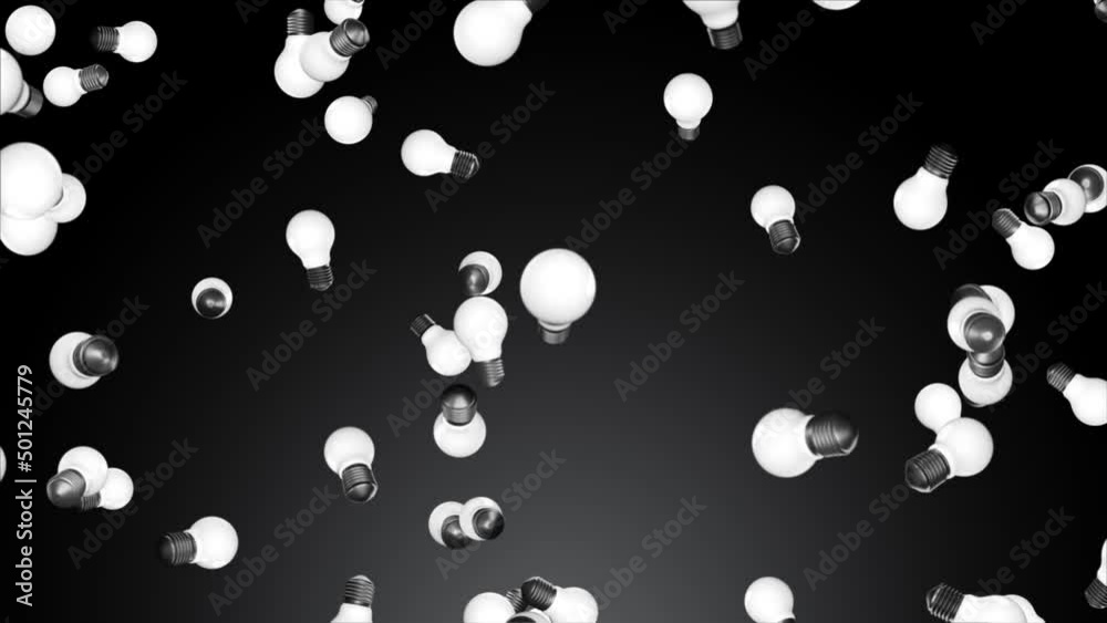 4K light bulb falling down Loop Animation Backgrounds. Concept of new ...