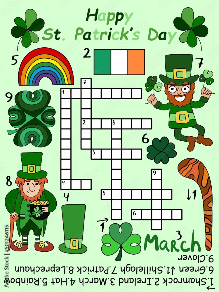 Saint Patrick's day complex crossword with the answer vector ...