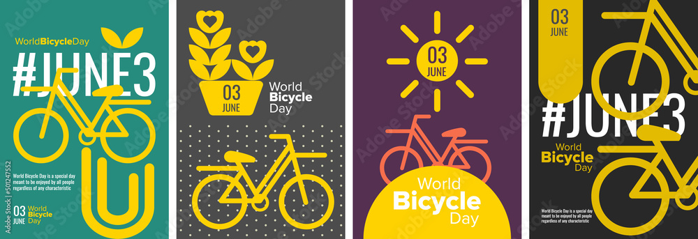 Flat vector for world bicycle day. International holiday june 3. For ...