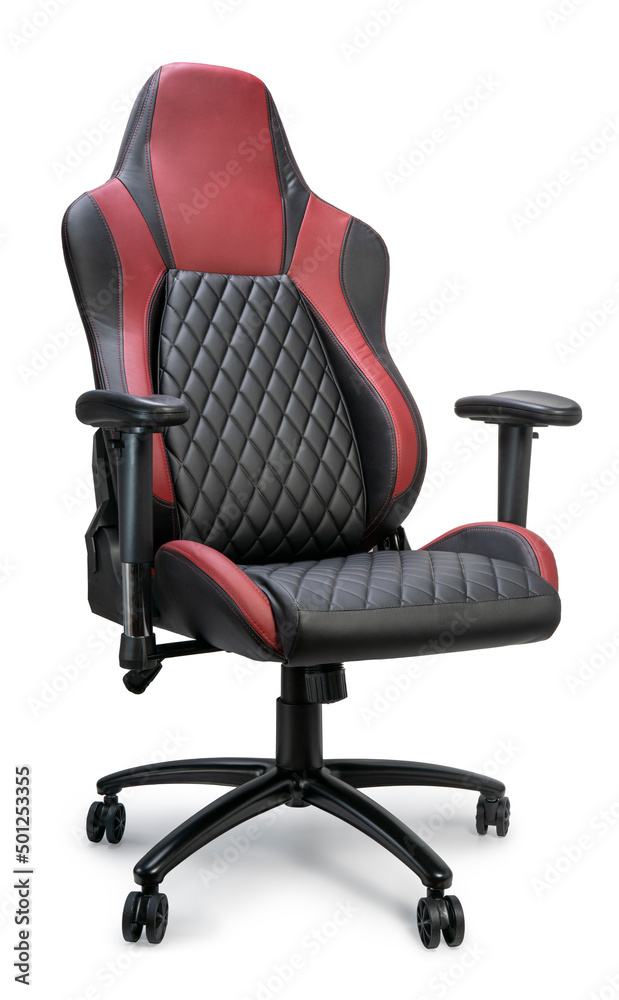 Black and Red leather gaming chair isolated on white background, Office ...