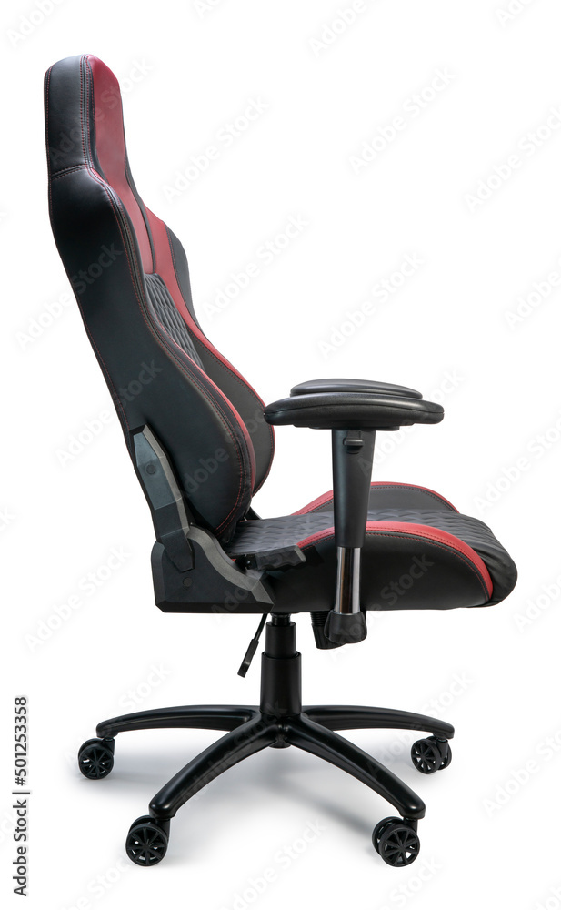 Black and Red leather gaming chair isolated on white background, Office ...