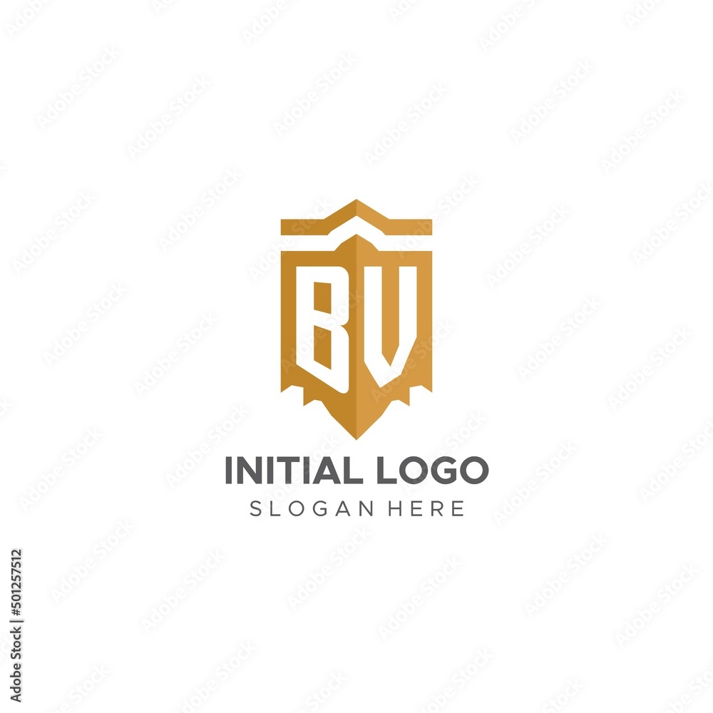 Monogram BV logo with shield geometric shape, elegant luxury initial logo design Stock Vector ...