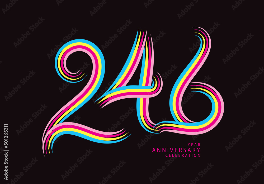 246 number design vector, graphic t shirt, 246 years anniversary ...