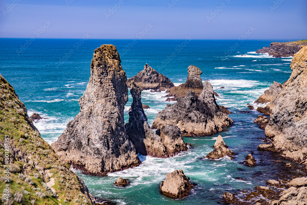 Belle ile en mer island harbor of Port coton in french atlantic ...