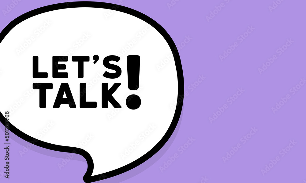 Speech bubble with lets talk text. Boom retro comic style. Pop art ...