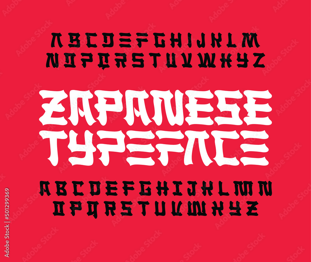Japanese modern style alphabet typeface. Stock Vector | Adobe Stock