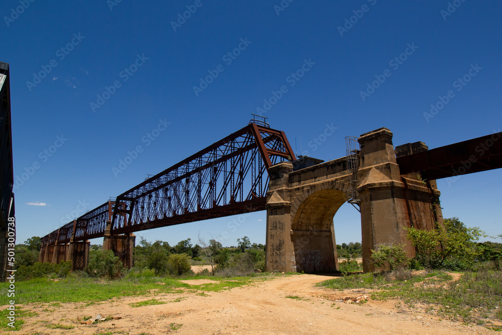 Old heritage listed Burdekin River rail bridge, a metal truss bridge ...