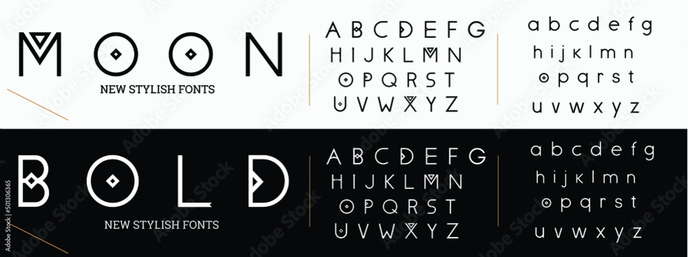 MOON Unique and Minimal TECH Letter set for your new startup. Creative ...