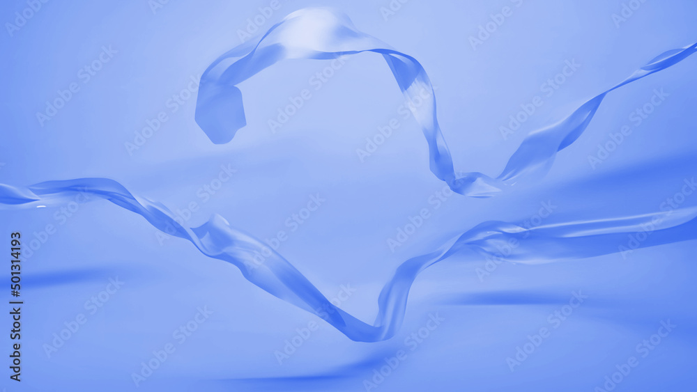 Smooth elegant blue transparent cloth separated on white background ...