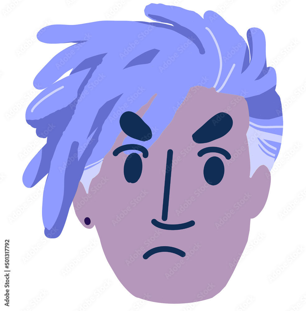 Dreadlocks hair man with angry face illustration cartoon Stock ...
